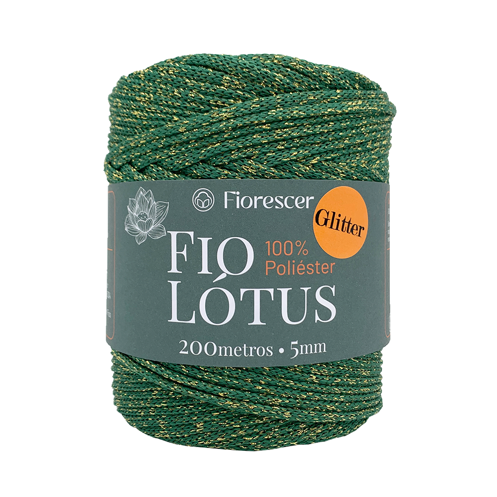 Fio Náutico Poliéster Lótus Fiorescer Glitter 523 - Verde Natal Glitter