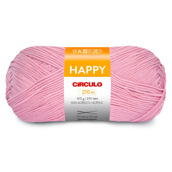 Fio Linha Lã Happy Círculo 100g - 3443 - Rosa Candy