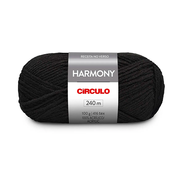Fio Linha Lã Harmony Círculo - 100g - 8990 - Preto